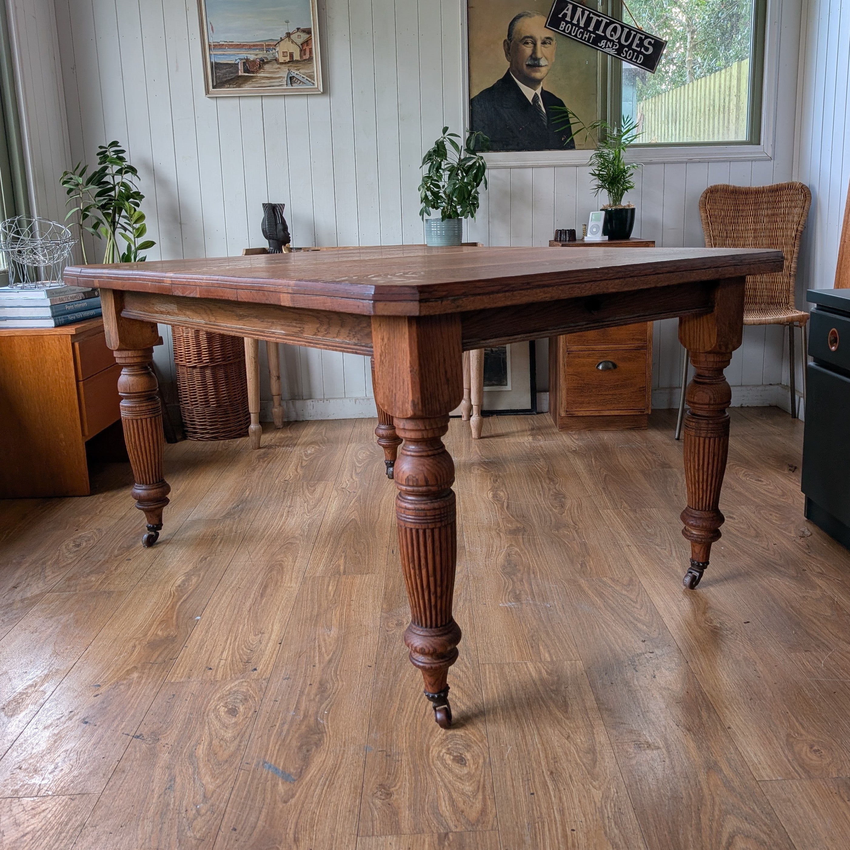Large Victorian Oak Dining Table – Henry Paints Furniture